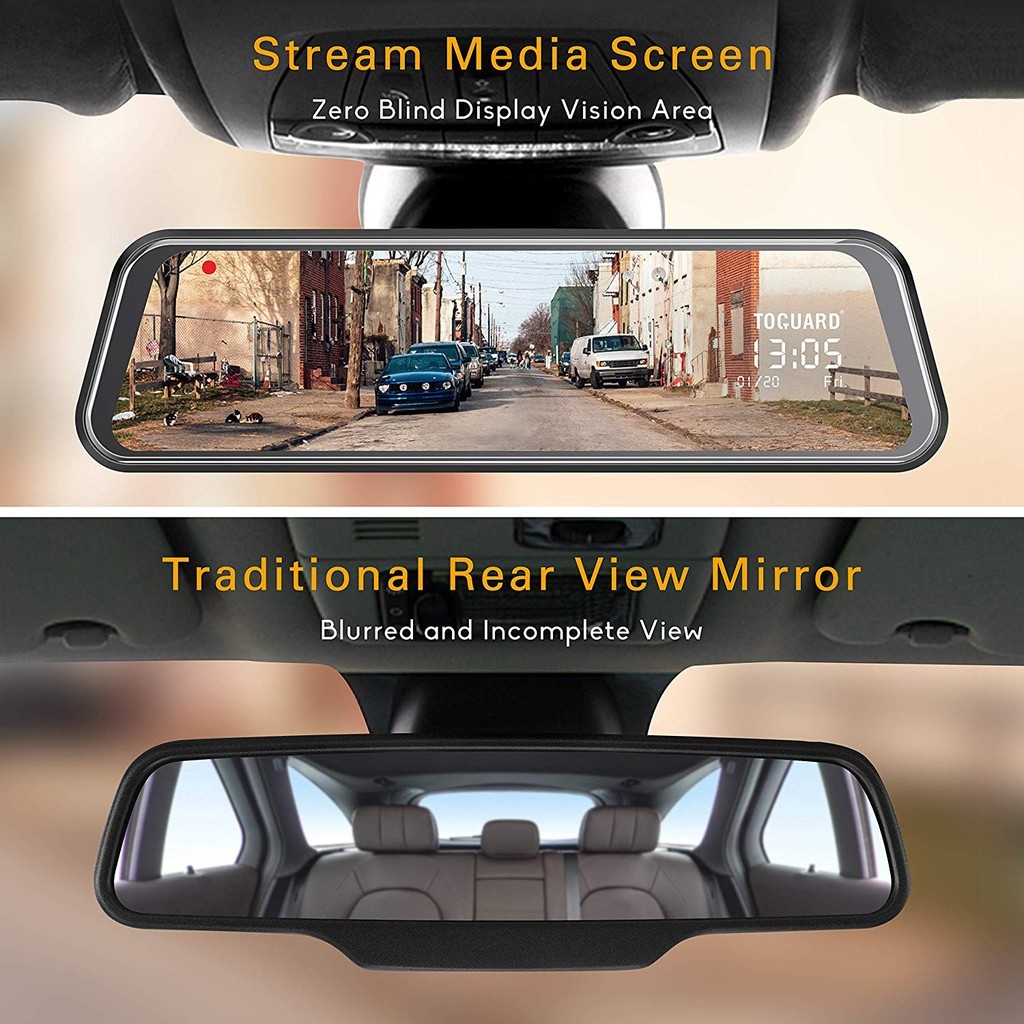 QCY F11 2K Sony Lens Dashcam Touch Screen Rearview Mirror Dashcam ...