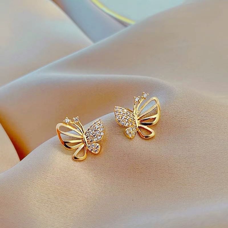 Fiona Jewelry 18k Rose Gold Plated Crystal Butterfly Earrings For Women ...