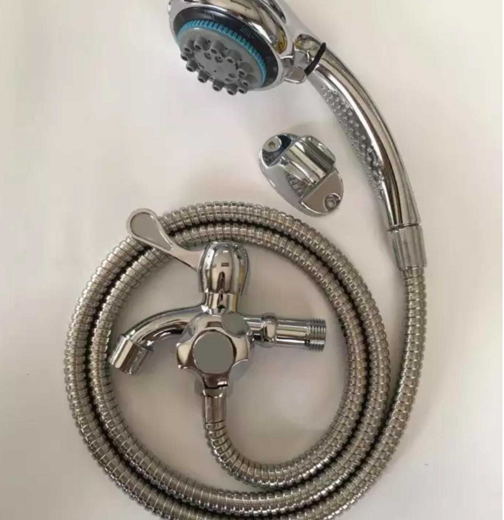Flexco Telephone Shower Set Stainless Steel + Brass with Two Way Faucet ...