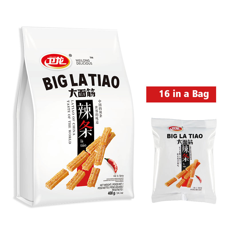 Weilong BIG LATIAO Gluten Chinese Snack 400g/106g/28g 卫龙 大面筋 辣条 香辣 China Spicy Snack WL-BL106 ...
