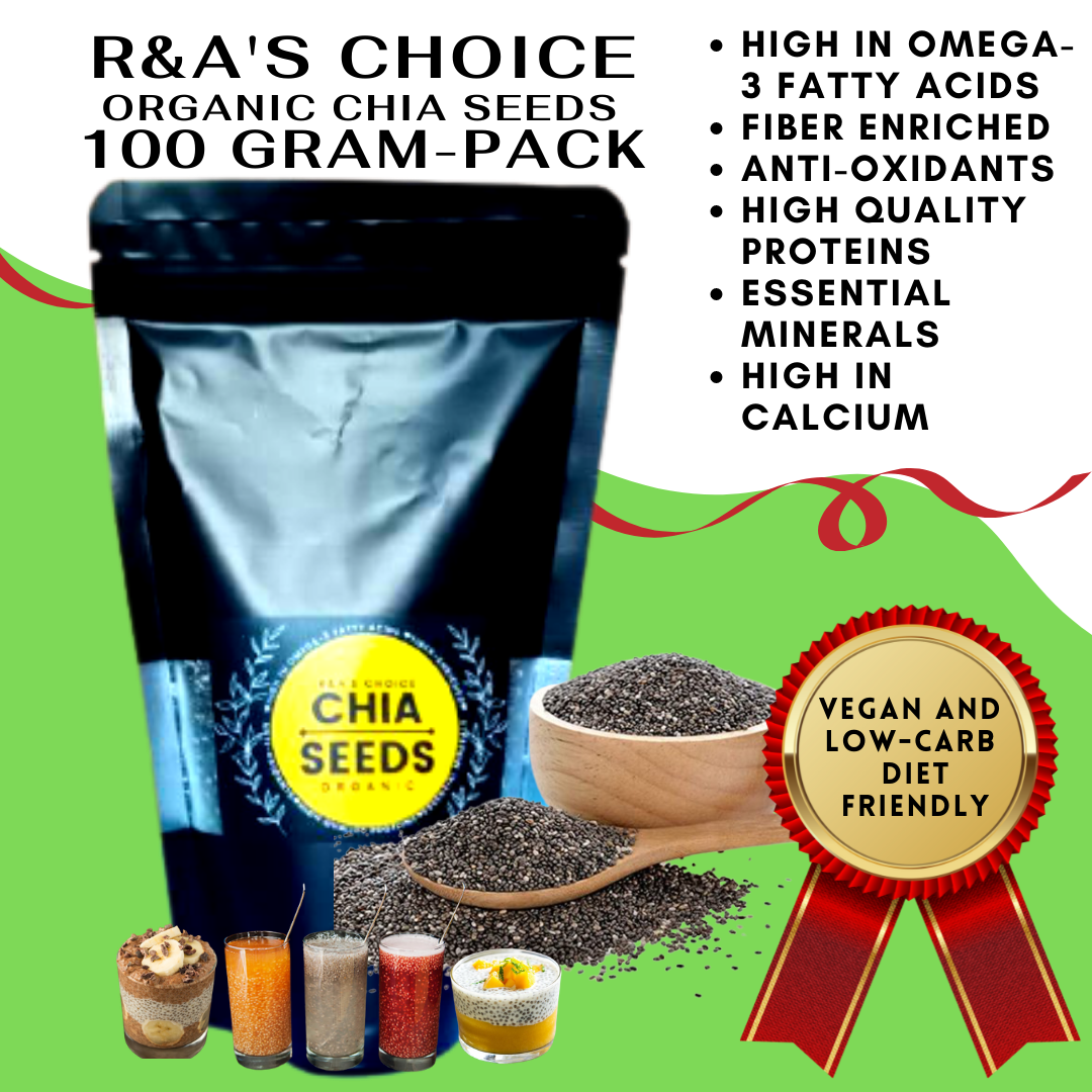 [Oikos & Logos] Organic Black Chia Seeds 100 grams in Resealable Pouch ...