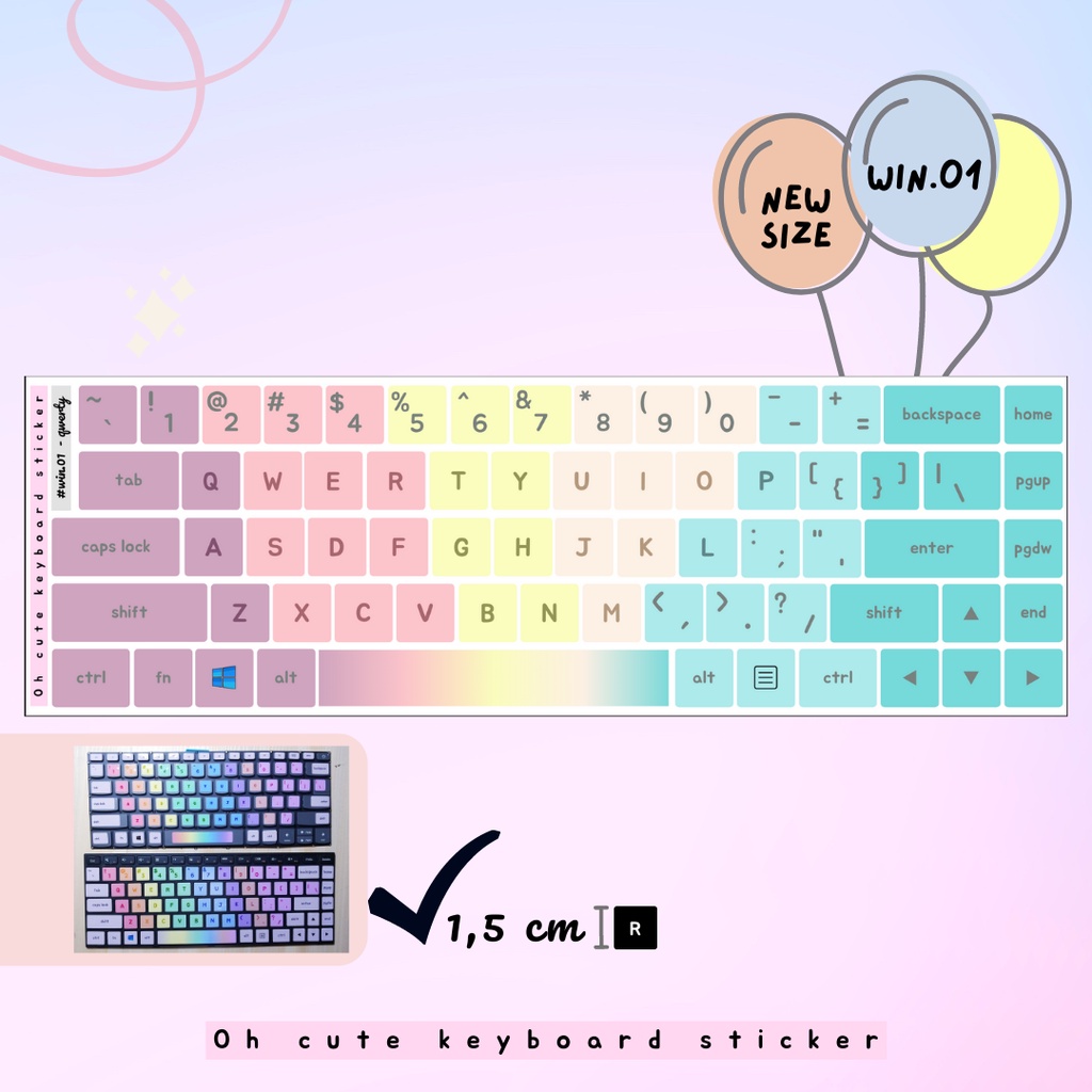 Qwerty Keyboard Sticker for Windows Aesthetic Palette Color Vinyl ...