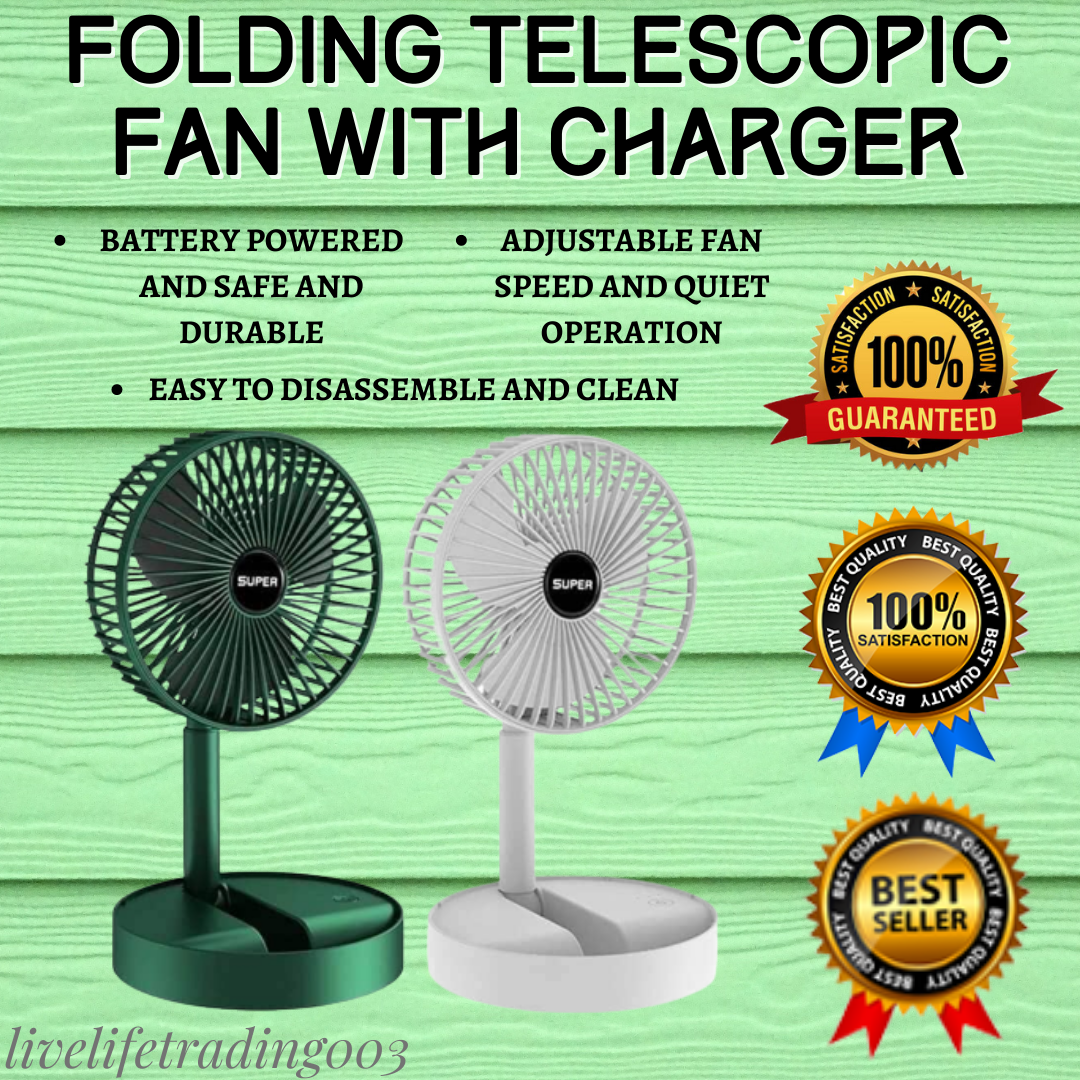 Best Seller FOLDING TELESCOPIC FAN WITH CHARGER | Portable Foldable ...