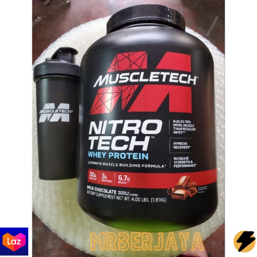 Muscletech Nitrotech Whey Protein 4lbs with Shaker Performance Series ...