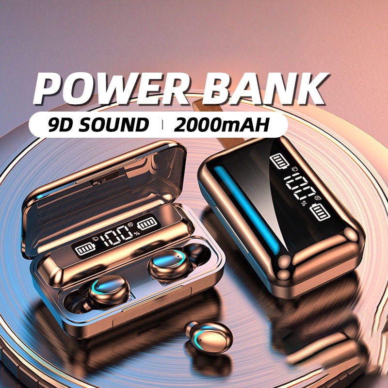 100% Original AMZ BTH-F9-5 Sound TWS 5.0 Bluetooth Earphones Wireless ...