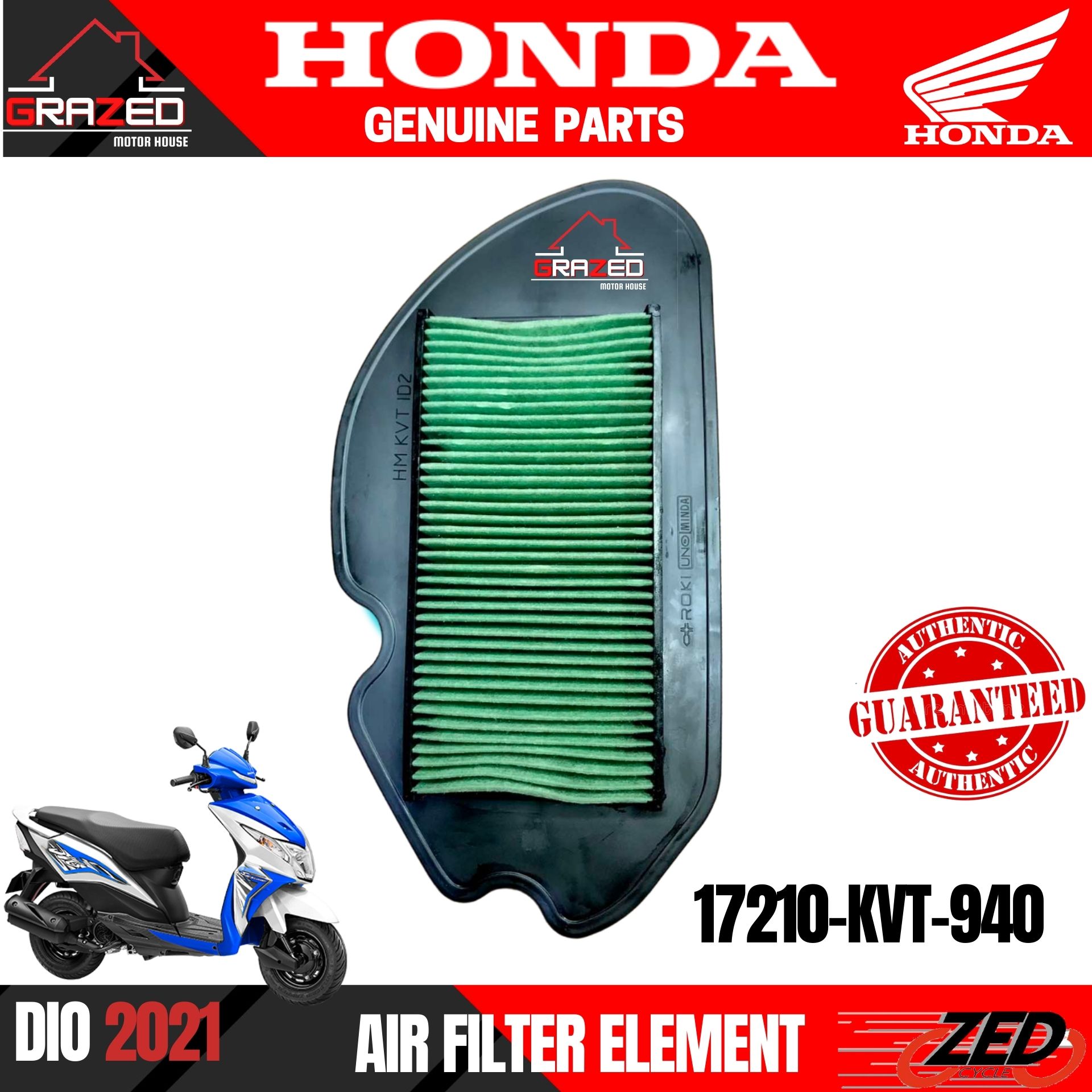 AIR FILTER ELEMENTS for Honda Dio 2021 (17210-KVT-D00) | Lazada PH
