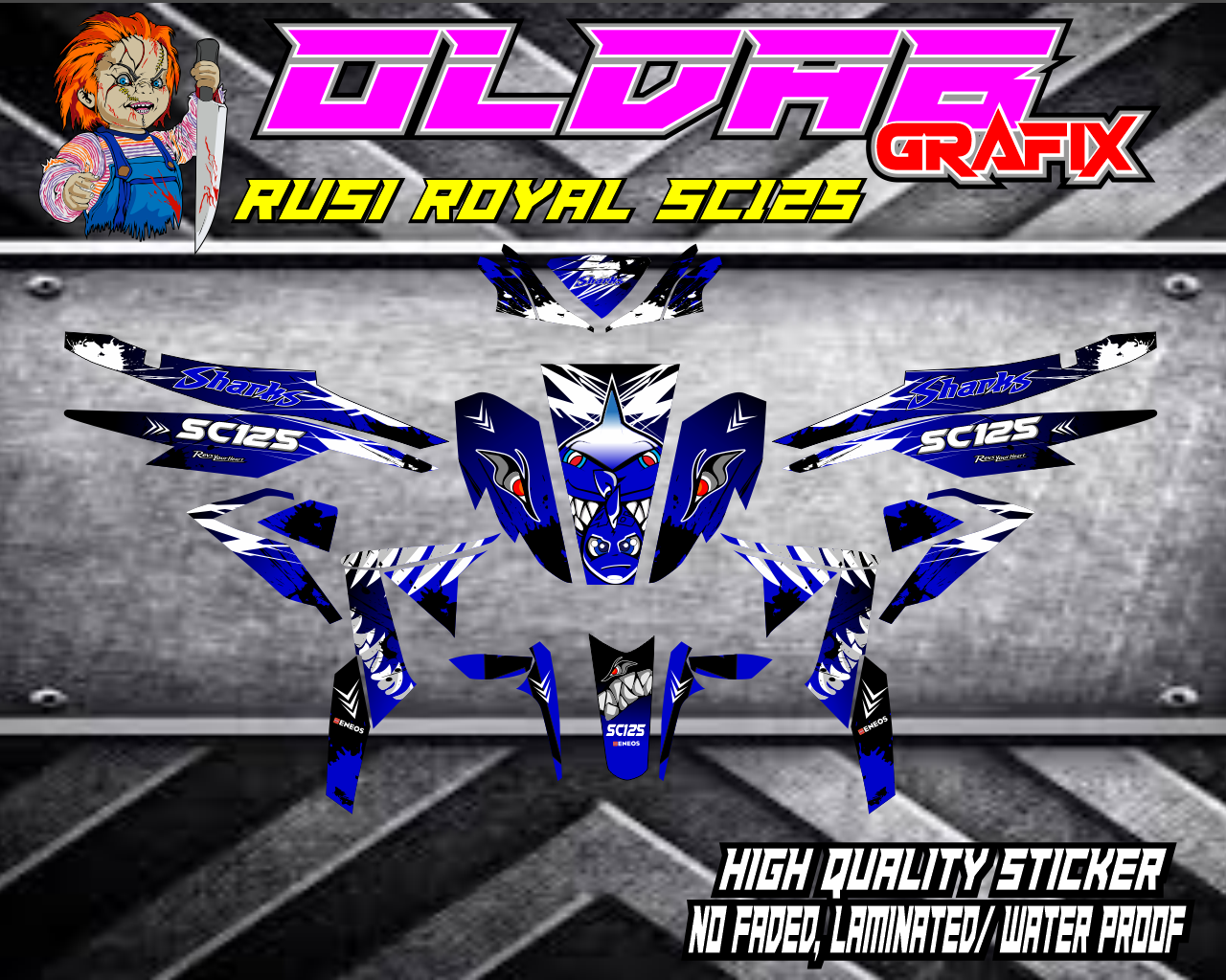 RUSI ROYAL SC125 STICKER DECALS, SHARK-030 | Lazada PH