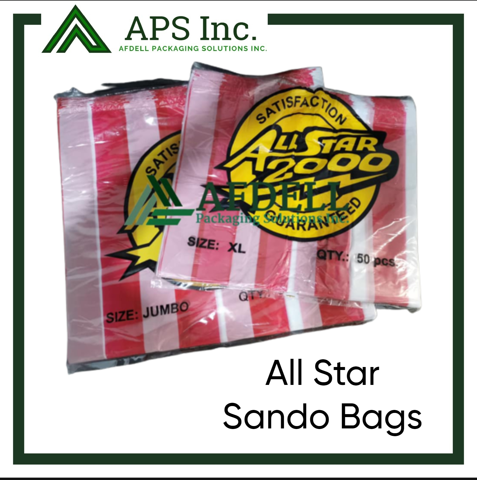 ALL STAR SANDO BAG XL AND JUMBO DISPOSABLE PLASTIC BAGS STRIPE 50 PCS ...