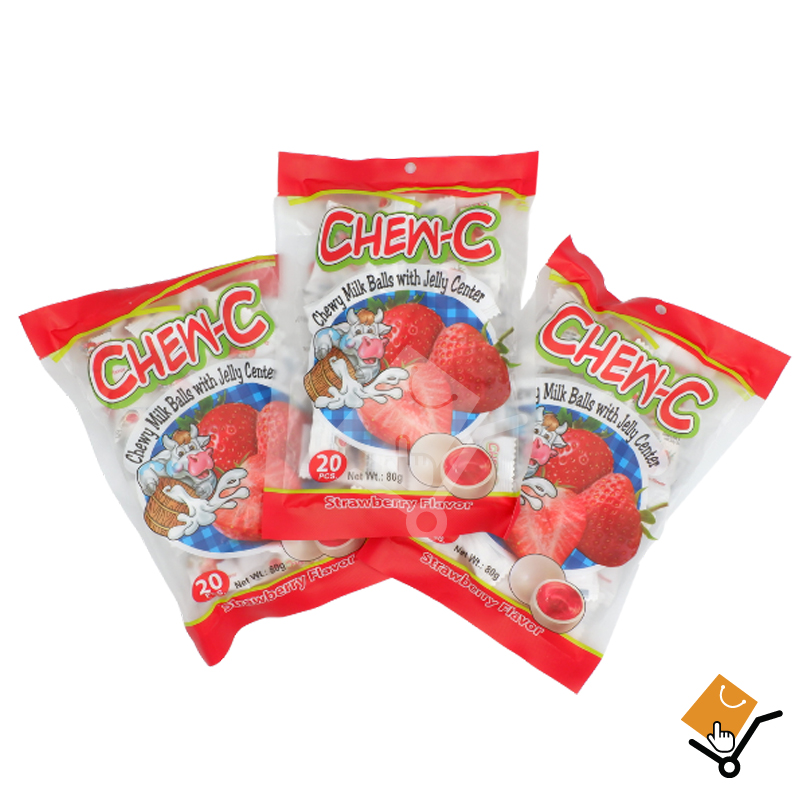 Chew-C Chewy Milk Balls with Jelly Center 20 pcs per pack 80g Set of 3 ...