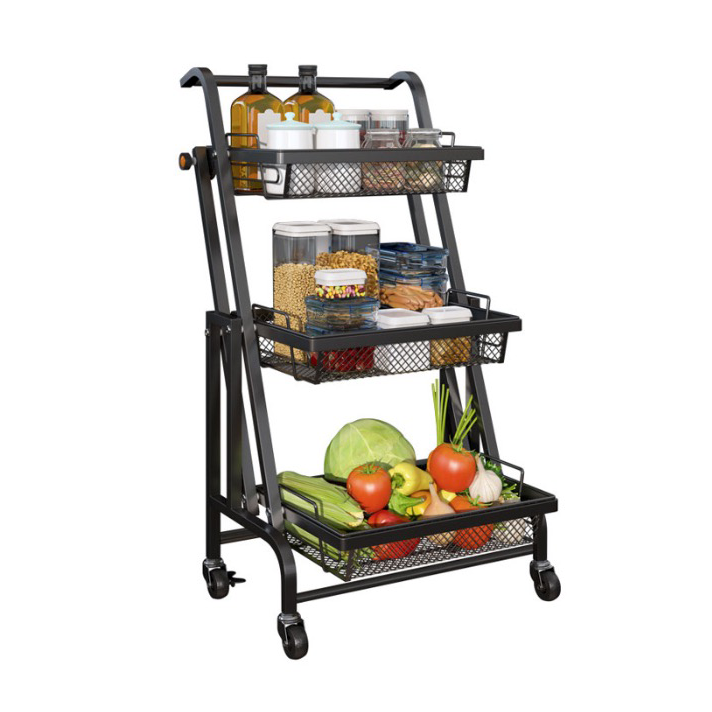 3-Way Trolley Rack Shelf Movable Storage Cart Organiser for Kitchen ...