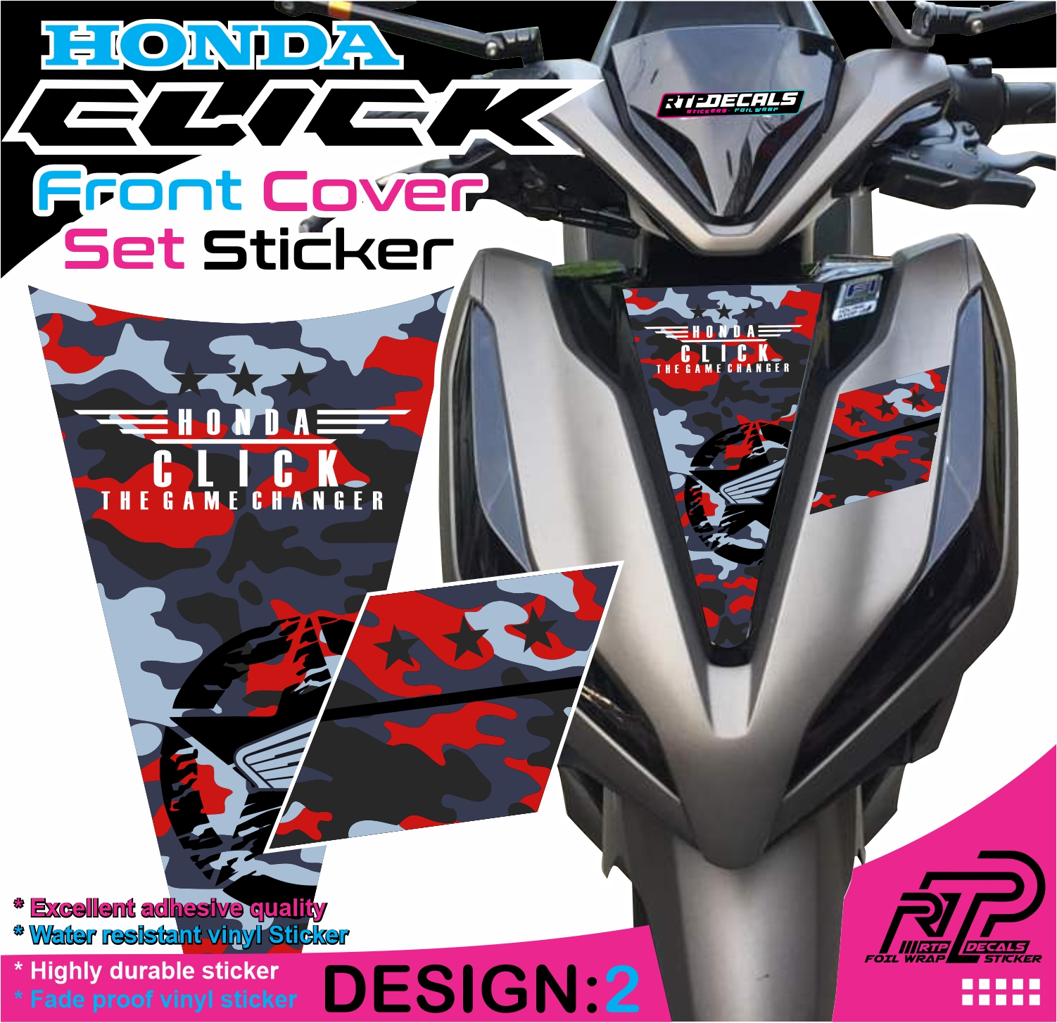 Honda Click Military Front Sticker Decals(Sold as Set) | Lazada PH