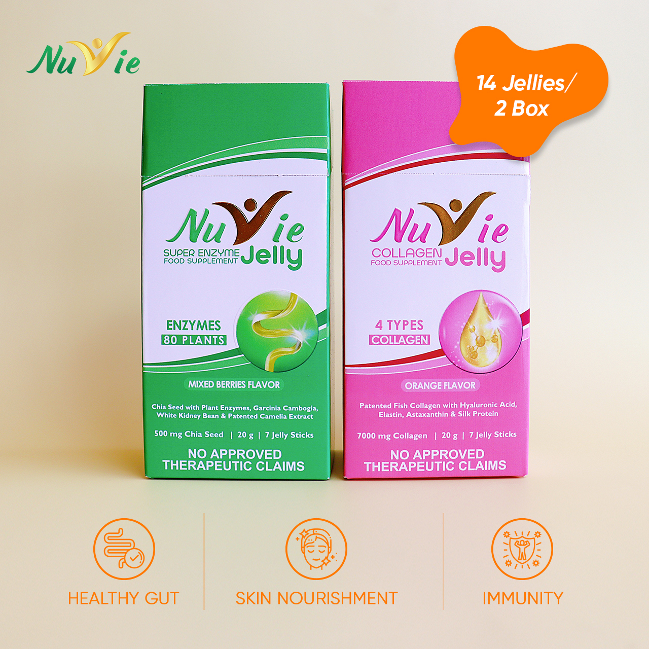 NuVie Collagen & Super Enzyme Bundle (7x Each) [Anti-Aging, Skin ...