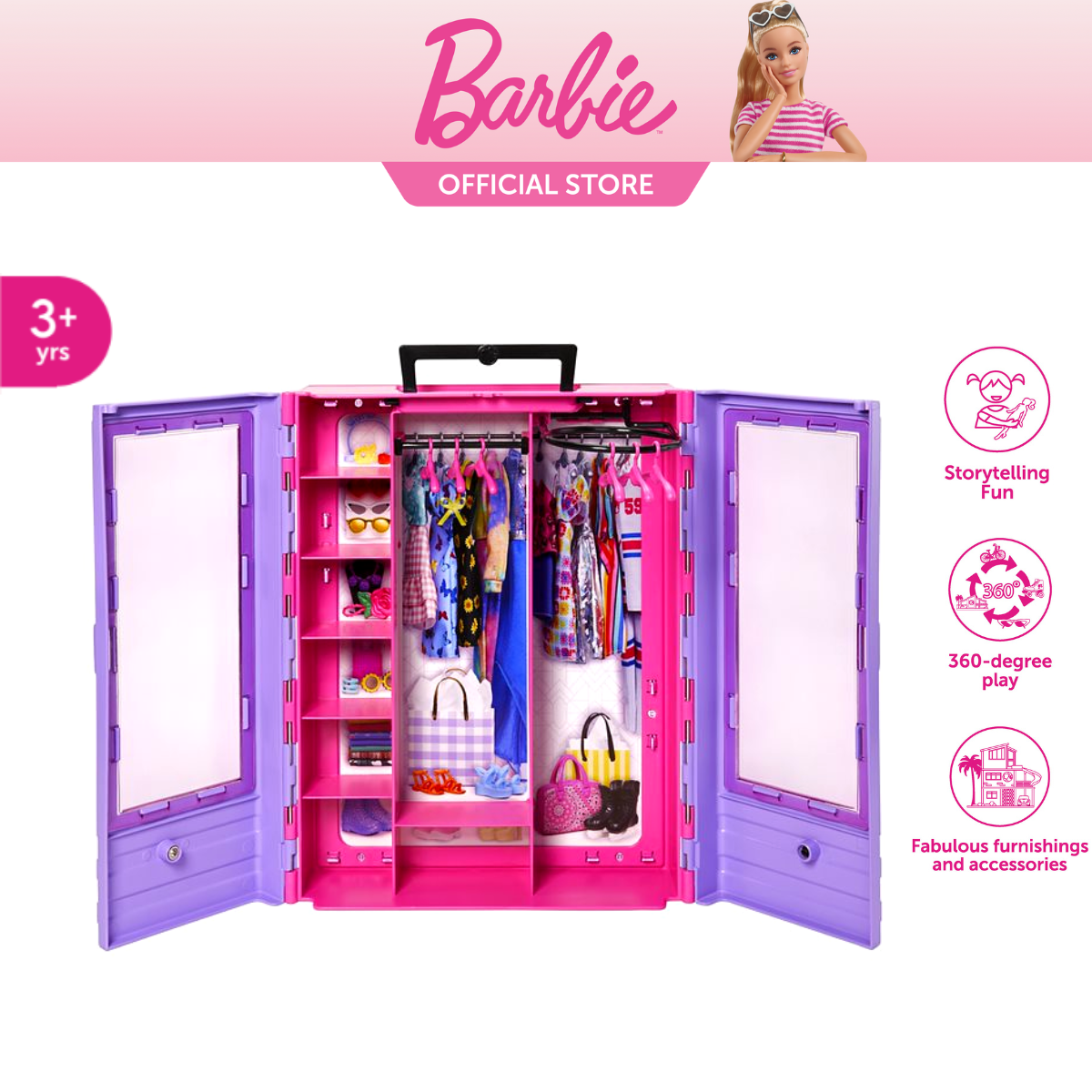 Barbie Fab Fashion Ultimate Closet Pink and Purple Fold-out Rack with ...