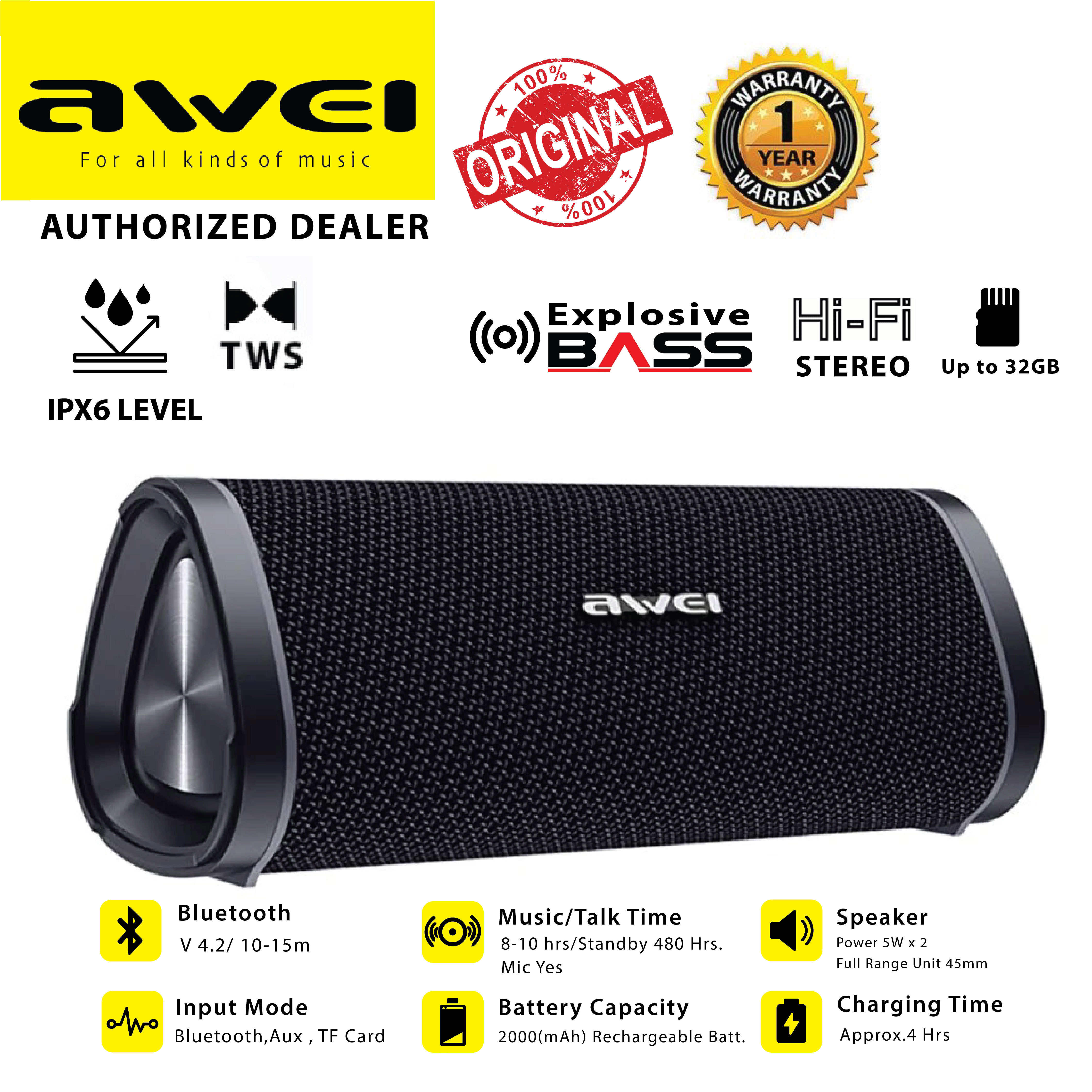 Awei Original Y331 Portable Outdoor Wireless Bluetooth Speaker Audio Sound with TWIN Effect ...