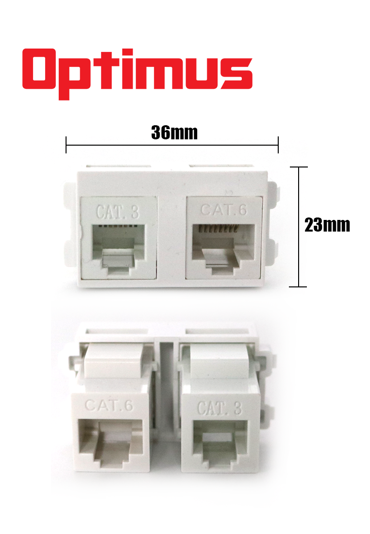 Optimus RJ45 And RJ11 Wall Outlet 23x36mm Back Side RJ45 And RJ11 ...