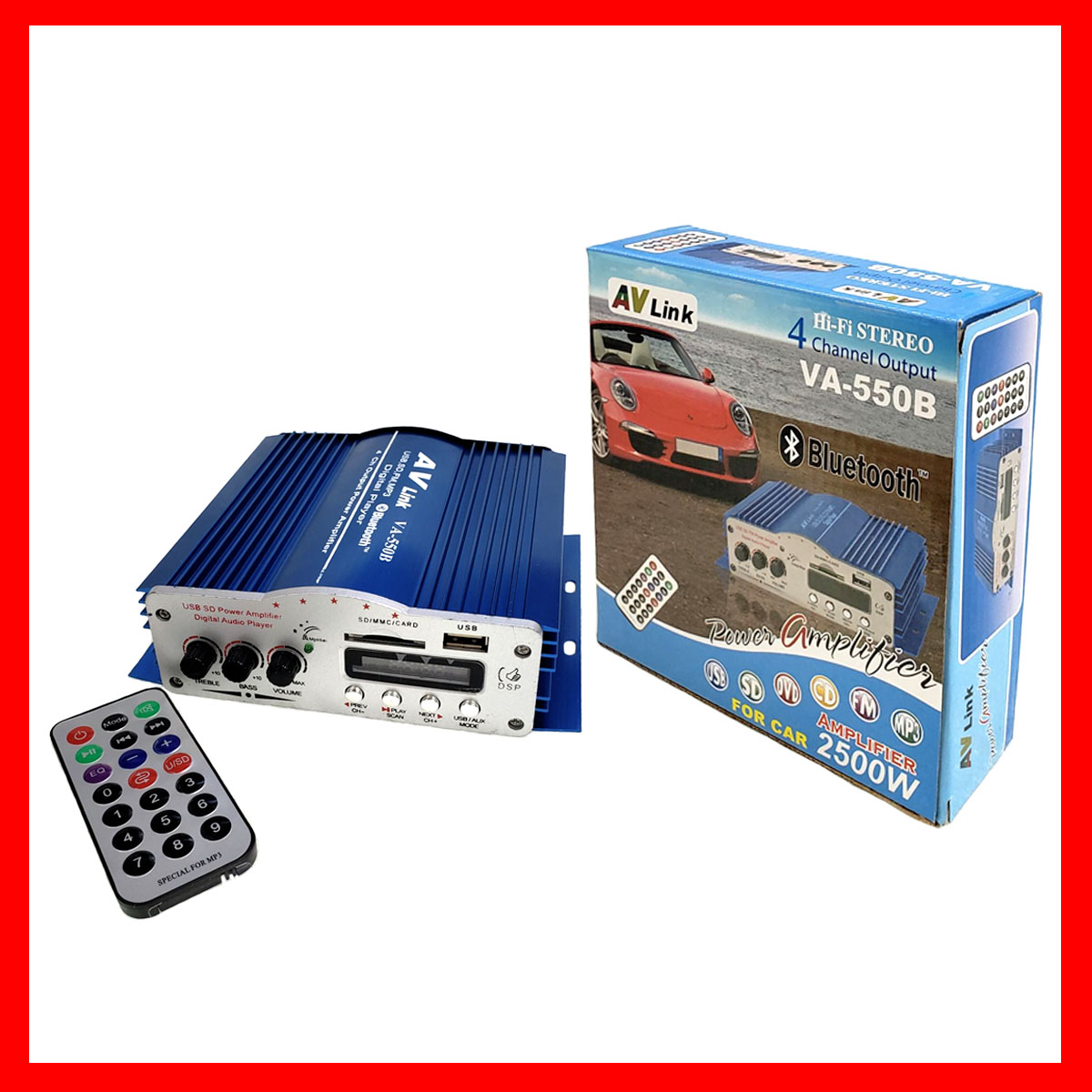VA-550B (Blue) Car Amplifier Hi-Fi Stereo 4-Channel Output 2500W w ...