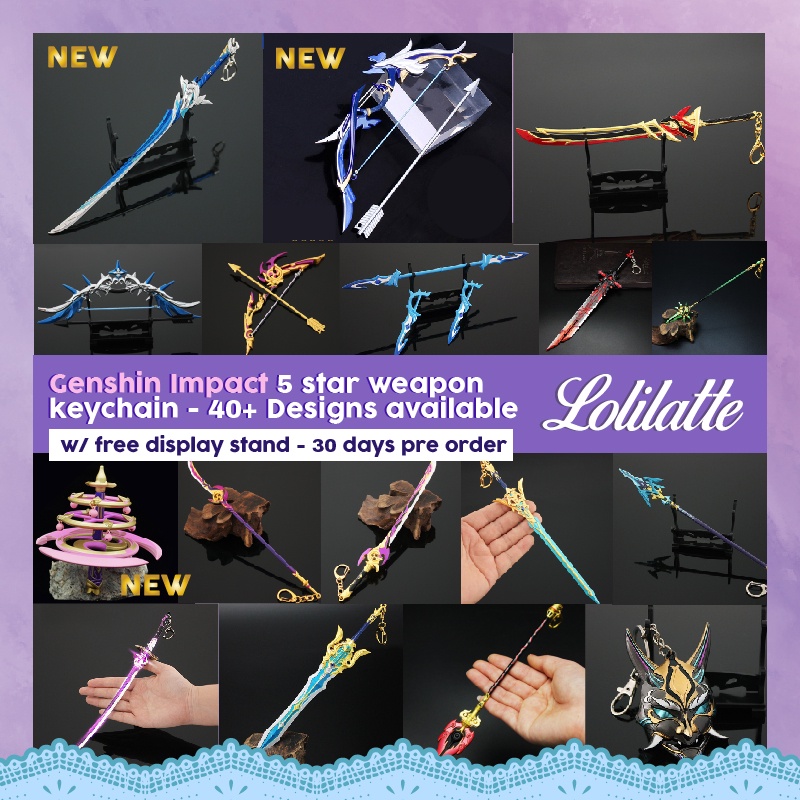 Genshin Impact 5* star weapon keychain metal booba sword catalyst ...