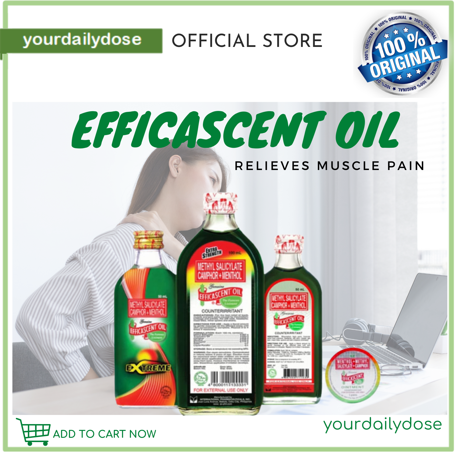 Efficascent Oil Regular or Extra Strong Liniment Menthol Body Massage ...