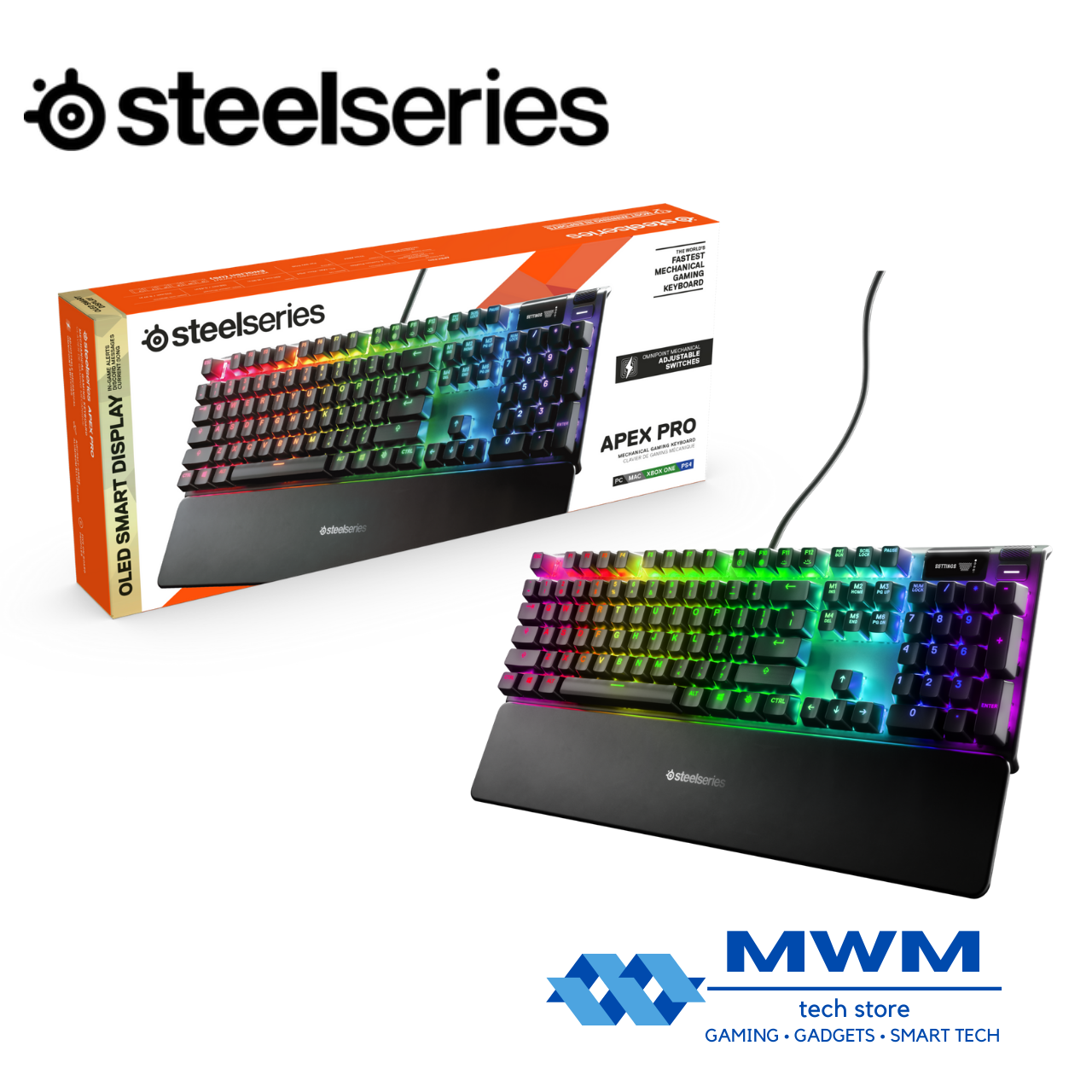 STEELSERIES APEX PRO Mechanical Gaming Keyboard – Adjustable Actuation ...