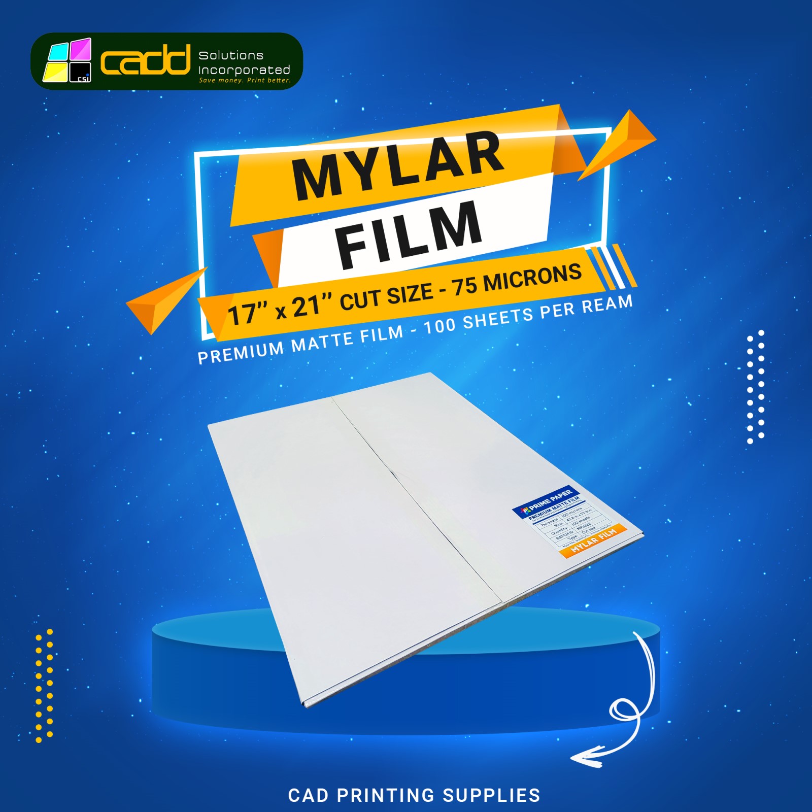 Mylar film paper - 17 inches x 21 inches CUT SIZE • 100 SHEETS - 75 ...