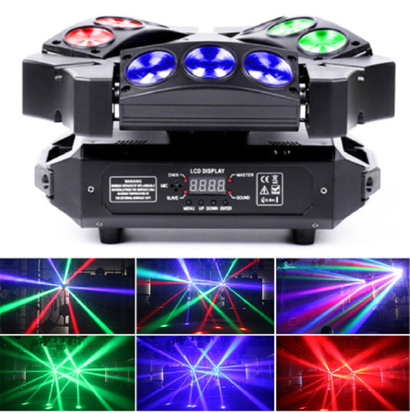 Pro DJ Light Mini Spider Small Beam 9 eyes 3w RGB LED Moving Head Light ...