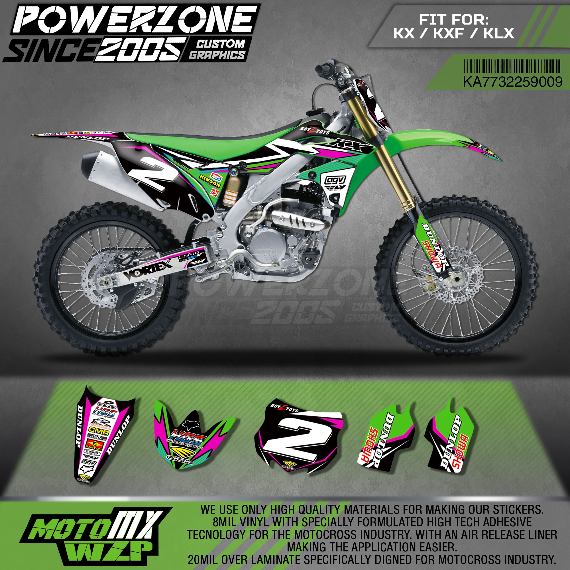 PowerZone Custom Team Graphics Decals 3M Stickers Kit For Kawasaki ...