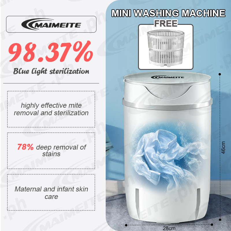 MAIMEITE Mini Portable Washing Machine With Dryer Blue Light ...