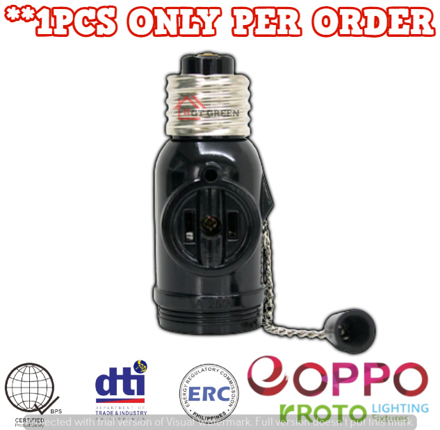 1PCS Pull Chain Socket with 2 Flat Pin Outlet Lamp Socket Bulb ...