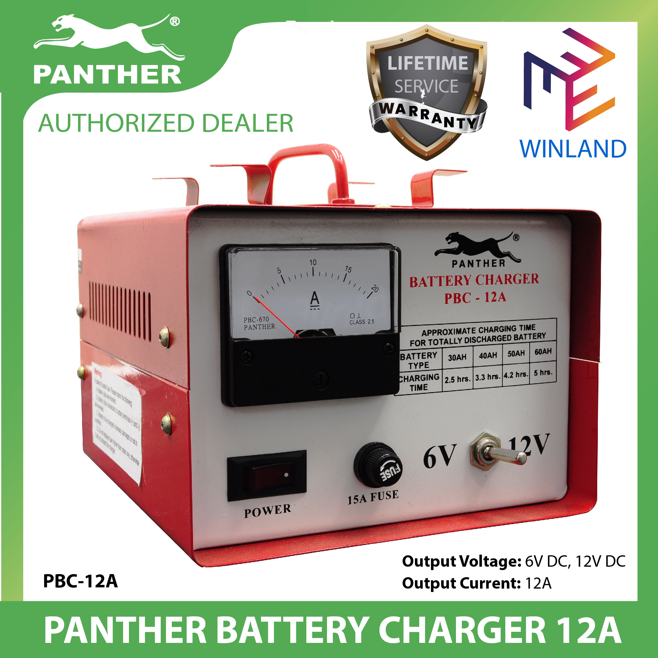 PANTHER by Winland Battery Charger 12A 6V and 12V PBC-12A PBC 12A ...