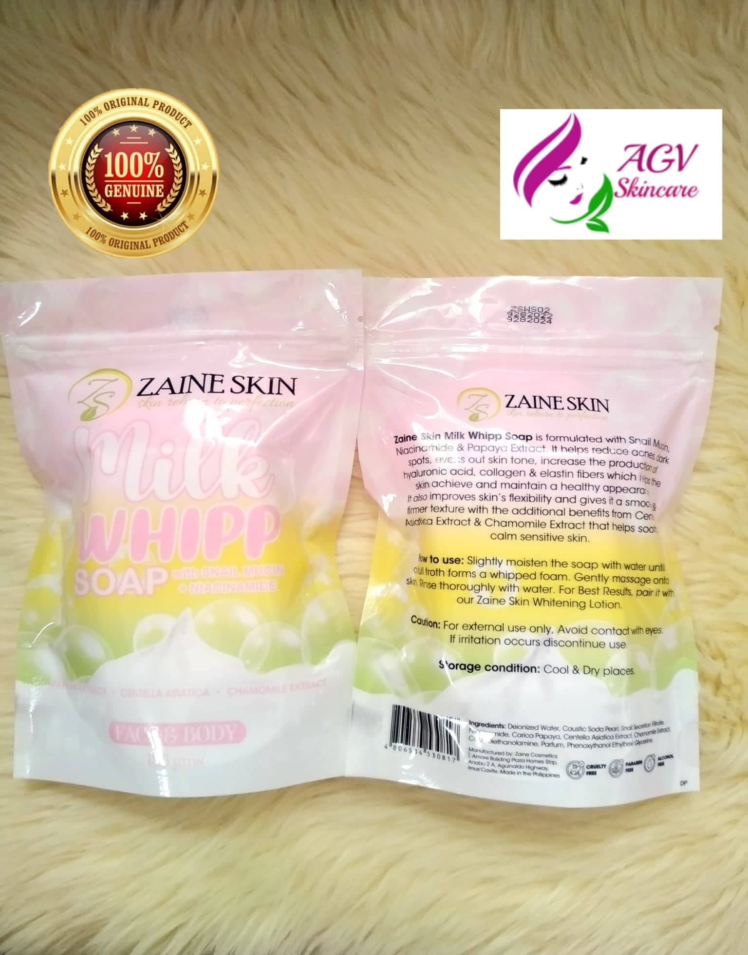 ZAINE SKIN (SET OF 10) KOJIC WHITENING SOAP 10 X 90g/ ZAINE MILK WHIPP ...