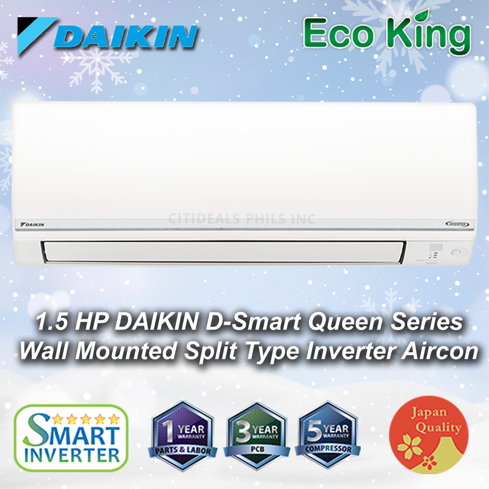 Split Type Aircon 1.5hp Inverter Daikin D-Smart Queen Series All ...