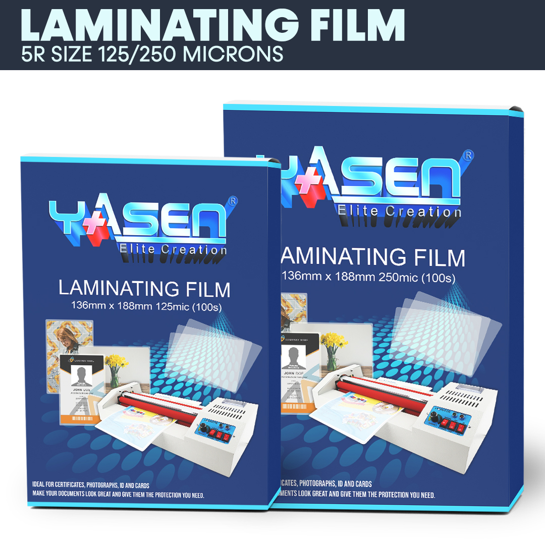 Yasen 100 Sheets ID Laminating Film 125/250 Microns 3R 4R 5R Sizes ...