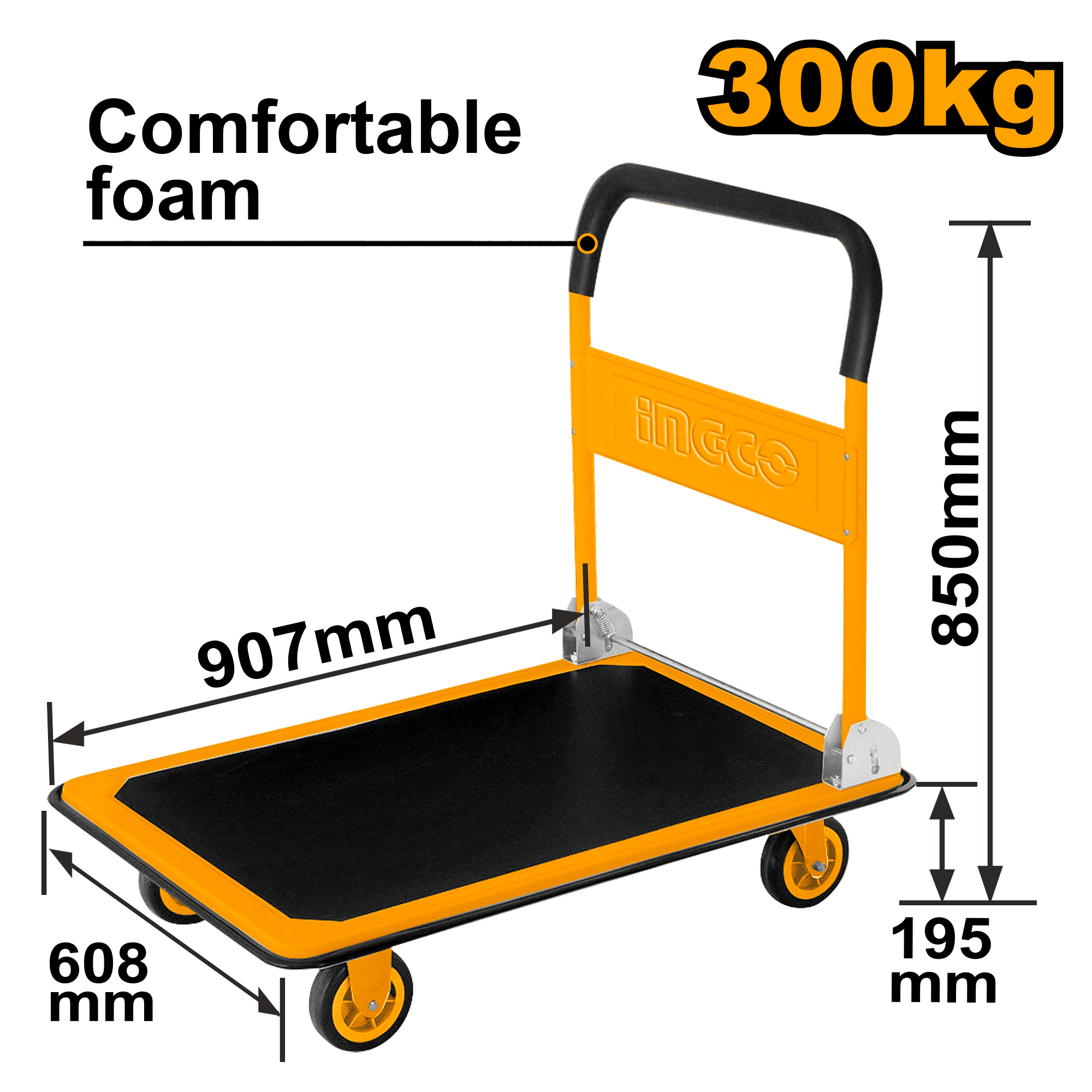 BUILDMATE Ingco 300KG Foldable Platform Hand Truck Folding Trolley ...