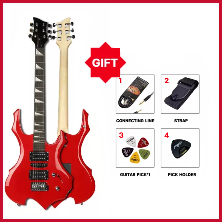 KAWES Shaped Sycamore Wood Electric Guitar Acoustic Guitar 24 Tone ...