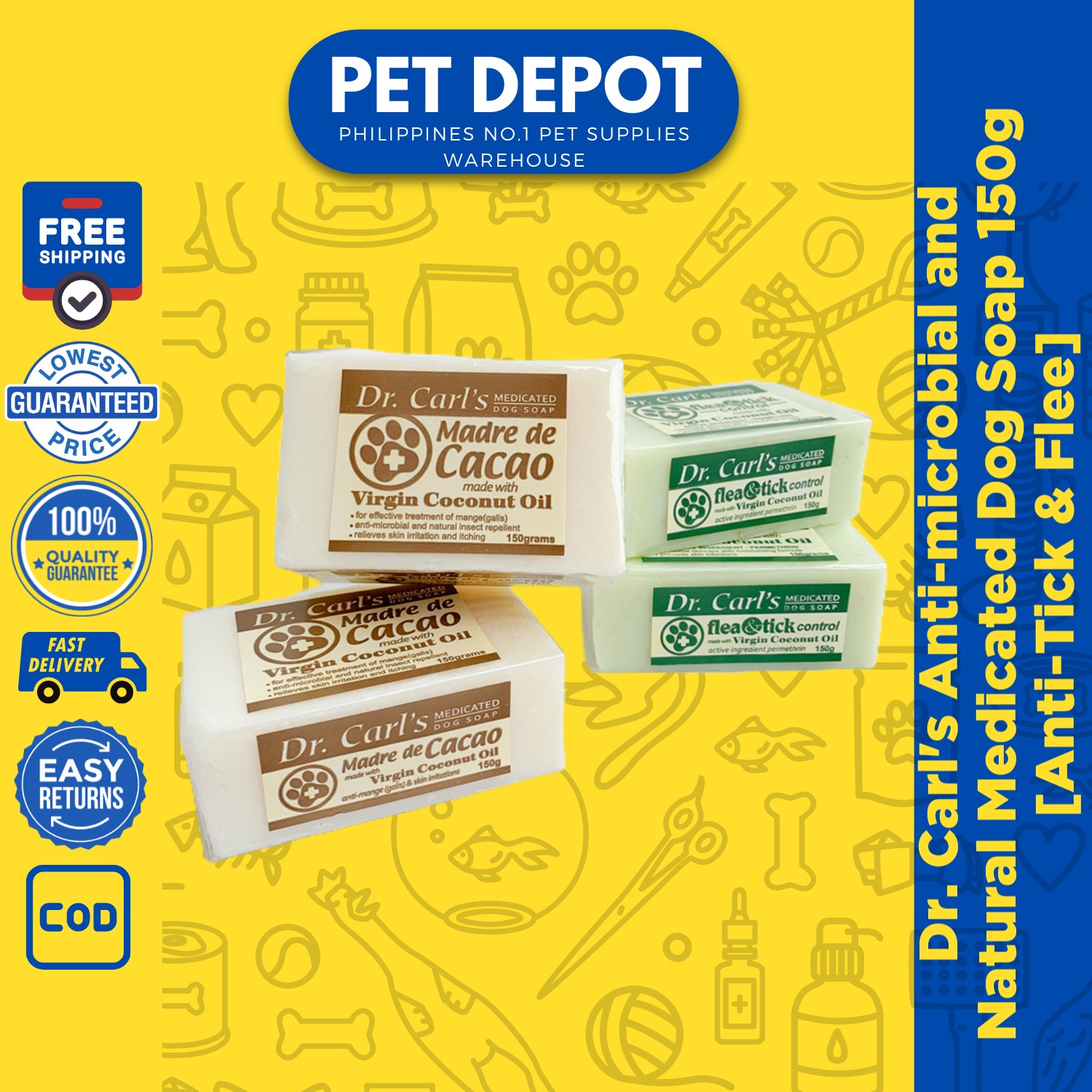 Dr. Carl's Anti-microbial and Natural Medicated Dog Soap 150g [Anti ...