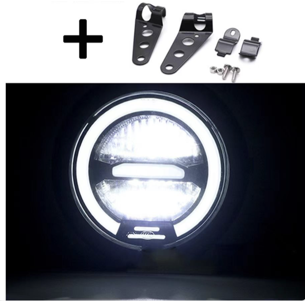 Universal 6.5 Inch Motorcycle LED Headlight Retro Black motorcycle Head ...