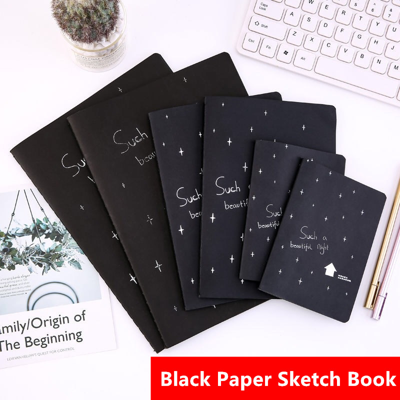 Black paper creative DIY graffiti this pure notepad students school ...