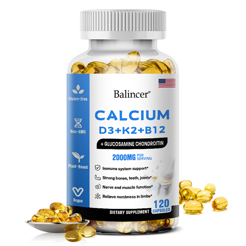 BALINCER Calcium, Vitamins D3+K2 +B12 Immune and Support Bone Health ...