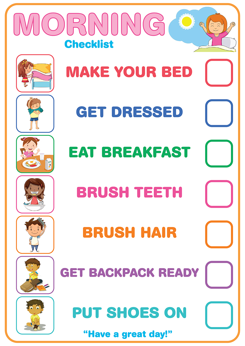 Morning Checklist v2 Educational Chart - A4 Size Poster - Waterproof ...
