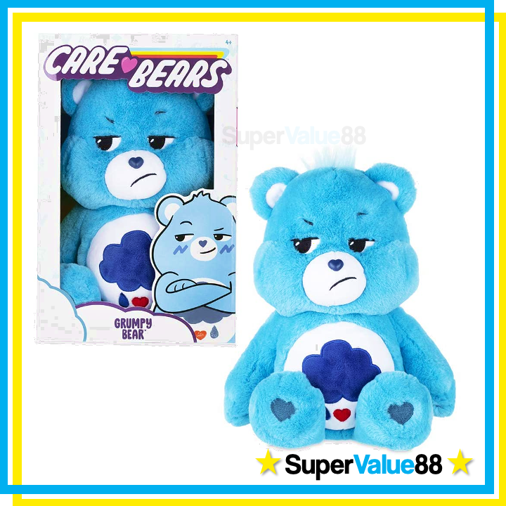 NEW Original Care Bears Grumpy Bear, Deluxe 14-Inch Extra Soft Plush in ...