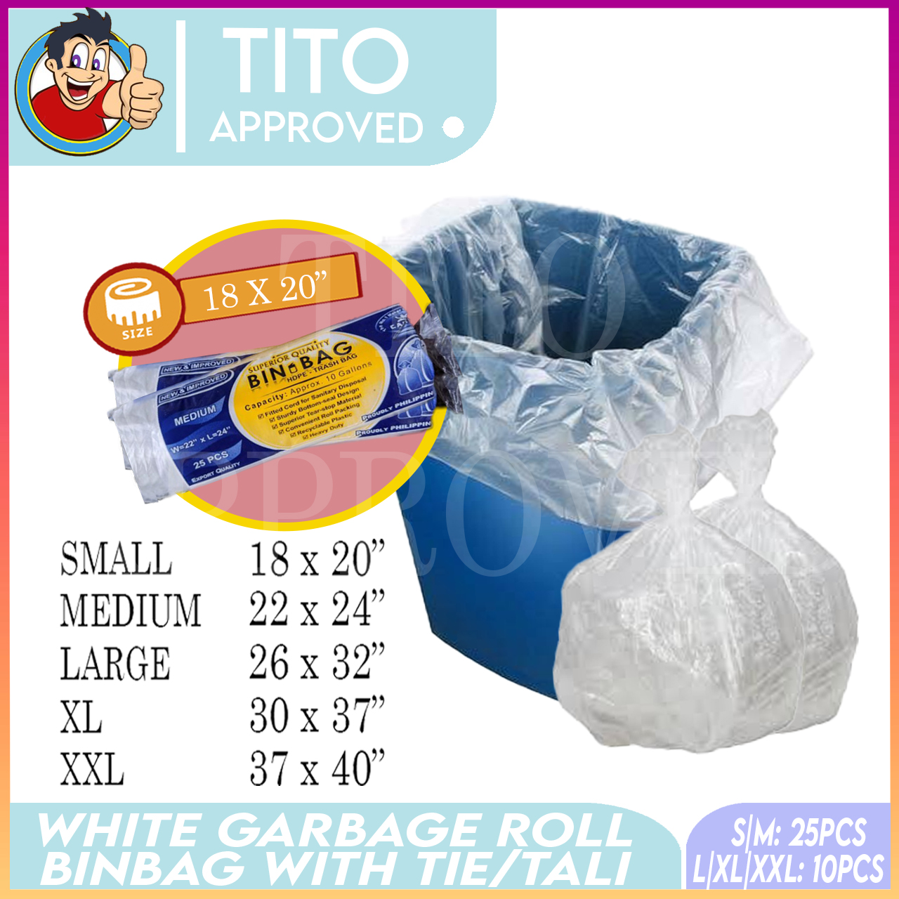 White/Clear Garbage Bag Calypso Bin Bag Garbage Roll Trash Bag Roll ...