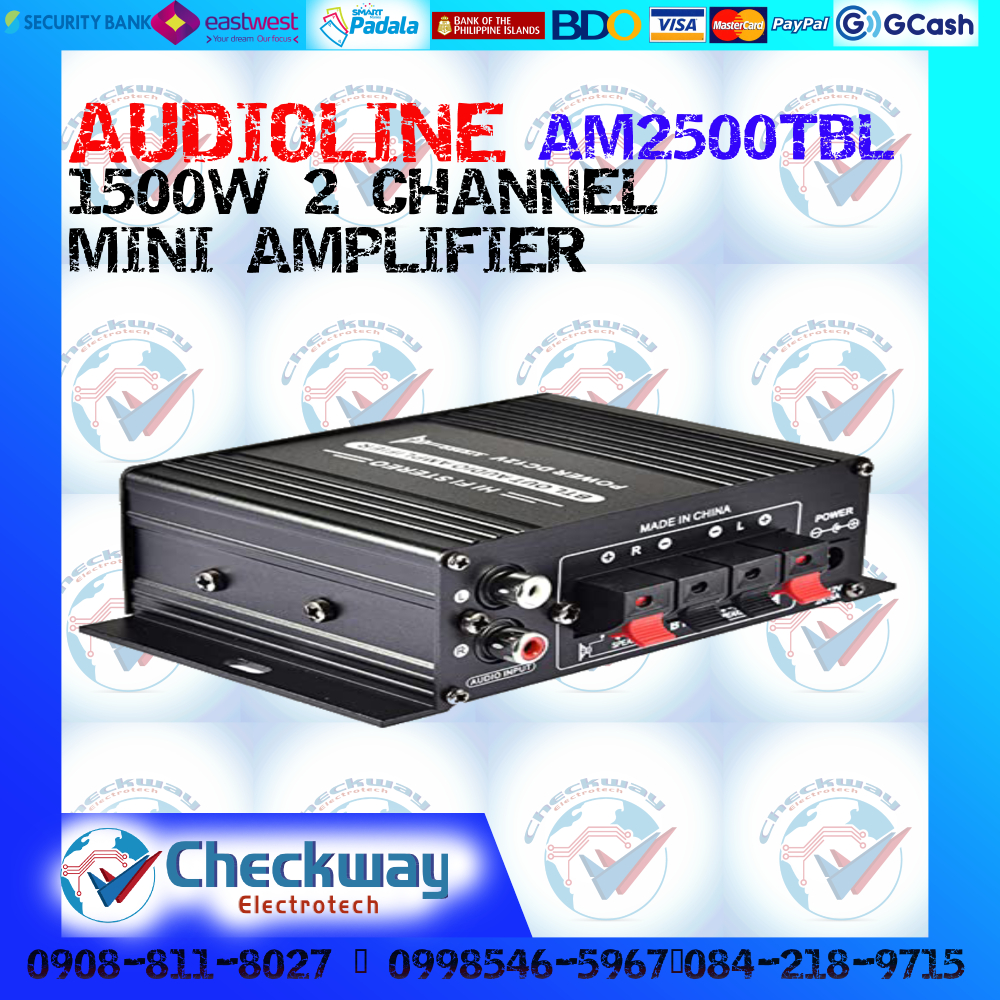 AUDIOLINE AM2500TBL 1500W 2 CHANNEL MINI AMPLIFIER CHECKWAY ELECTROTECH ...