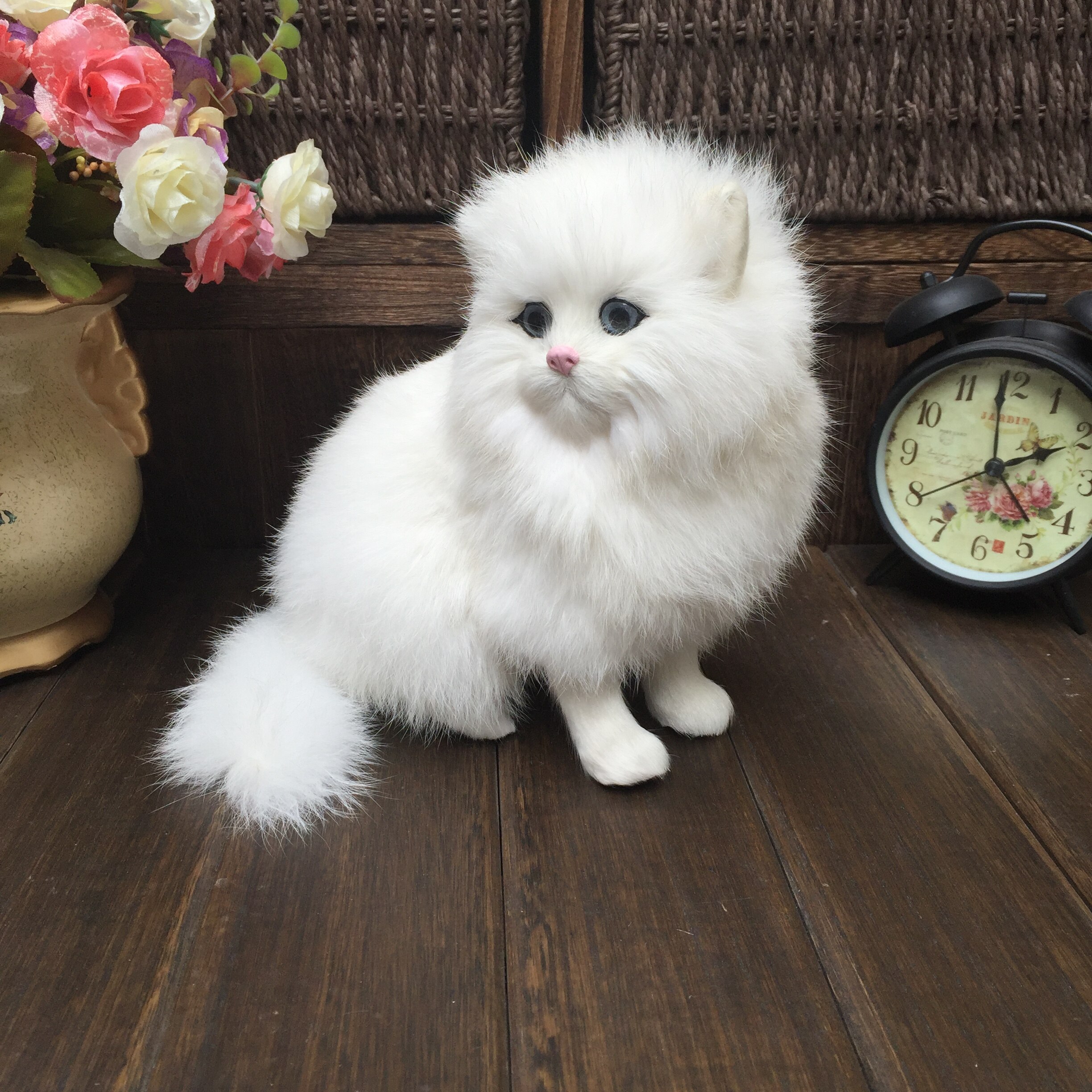 Realistic Plush Toy Simulation Cat Doll White Persian Cats Lifelike ...