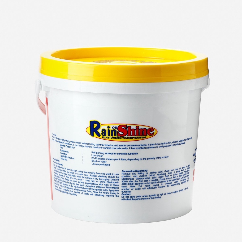 Rain or Shine Elastomeric Waterproofing Paint 4L – ROS-810 Glossy White ...