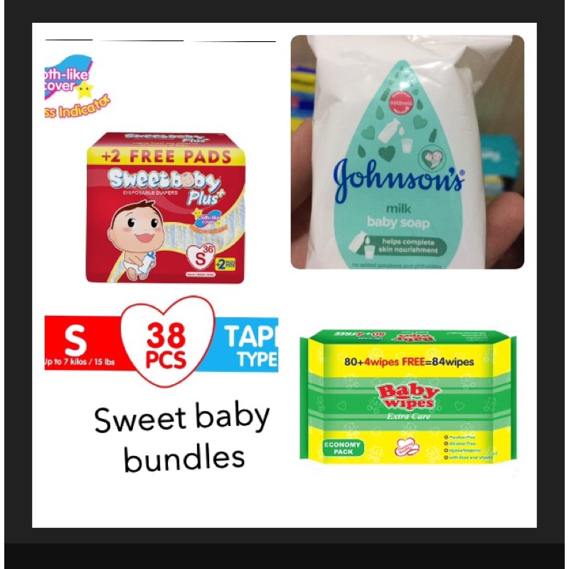 Diaper sale Sweet baby diaper small +johnson soap+Unicare wipes 80s ...
