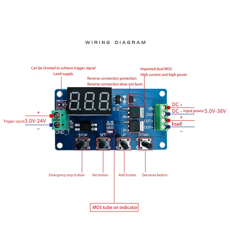 Deek-Robot DDC-432 Dual MOS LED Digital Delay Controller Time Delay Relay Trigger Cycle Timer ...