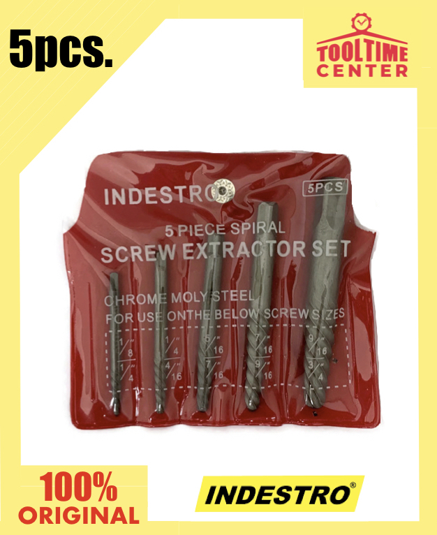 5 pc. Indestro Spiral Screw Extractor Set Size No. 1 to 5 | Lazada PH