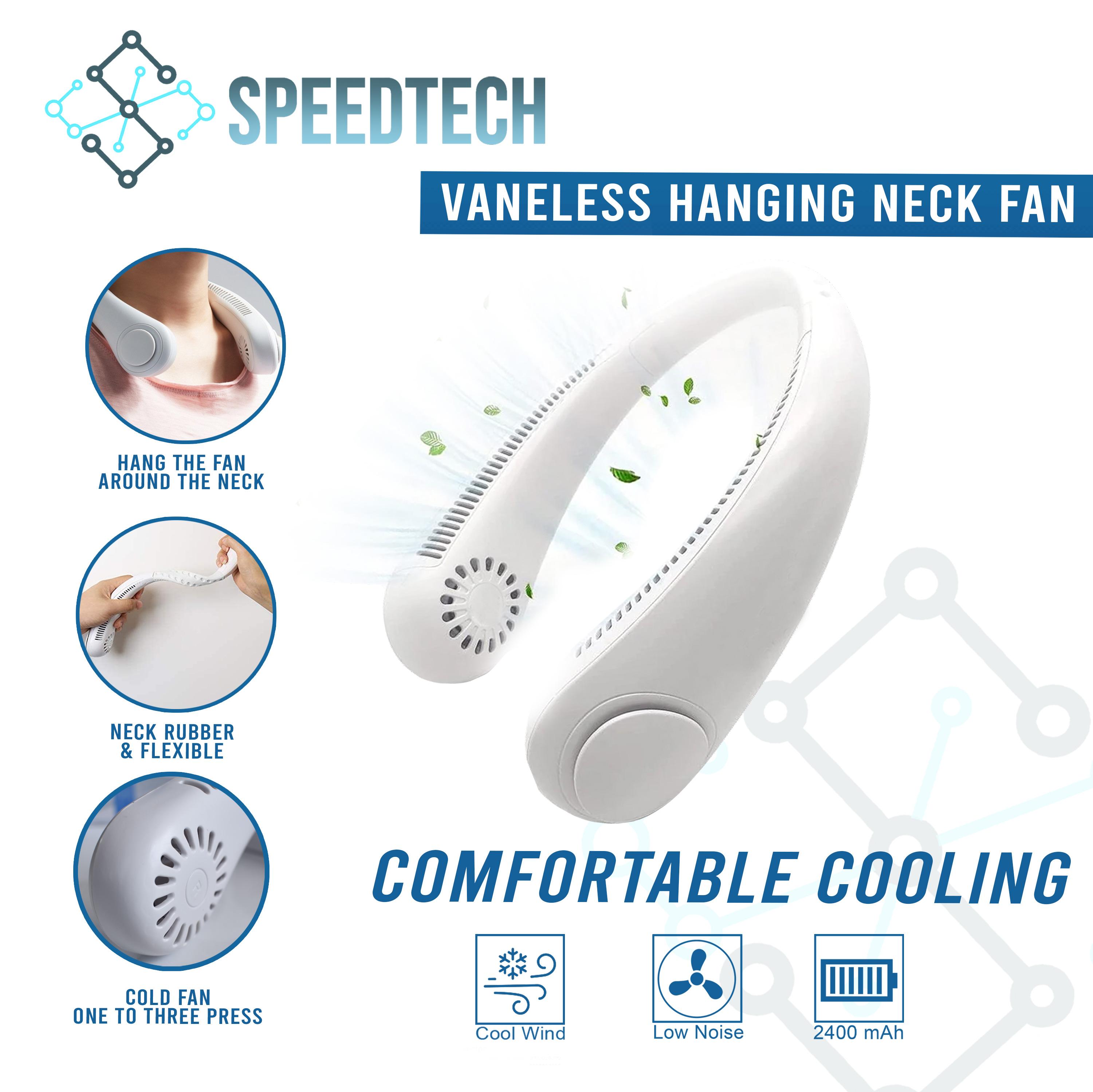PORTABLE VANELESS HANGING NECK FAN / COOLFAN USB RECHARGEABLE UNIVERSAL ...