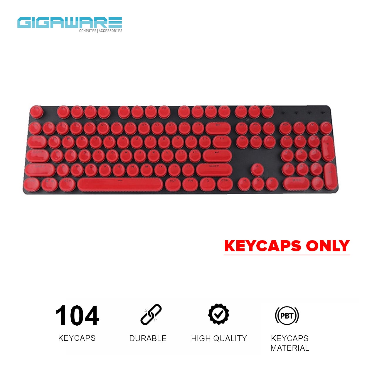Gigaware Acrylic Double Shot Keycaps Round Typewriter Style for ...