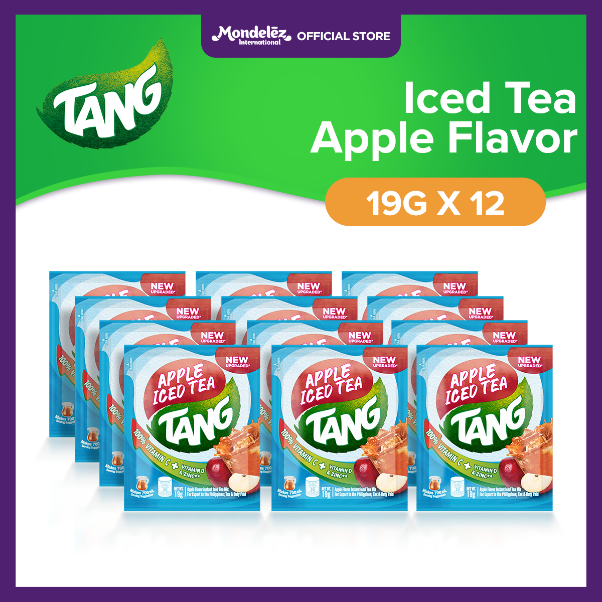 Tang Instant Drink Mix - Iced Tea Apple Flavor 19g with Vitamins and ...